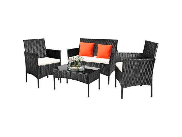 Click here for SlickBlue 4 Pieces Patio Rattan Cushioned Sofa Set... prices