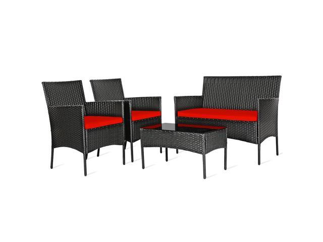 Click here for SlickBlue 4 Pieces Patio Rattan Cushioned Sofa Set... prices