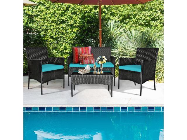 Click here for SlickBlue 4 Pieces Patio Rattan Cushioned Sofa Set... prices