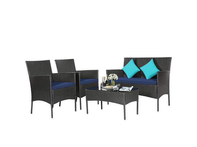 Click here for SlickBlue 4 Pieces Patio Rattan Cushioned Sofa Set... prices