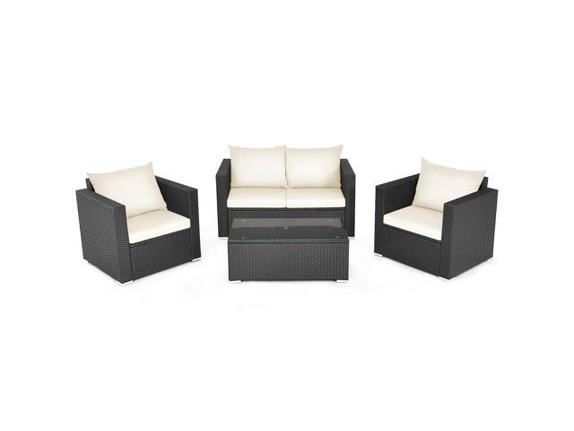 Click here for SlickBlue 4 Pieces Patio Rattan Conversation Set w... prices