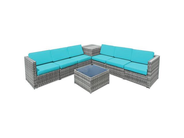 Click here for SlickBlue 8 Piece Wicker Sofa Rattan Dinning Set P... prices