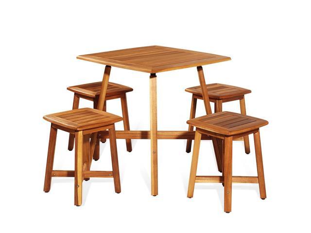 Click here for SlickBlue 5 Pieces Wood Patio Dining Set with Squa... prices