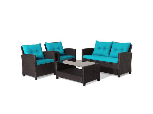 Click here for SlickBlue 4 Pieces Patio Rattan Furniture Set with... prices