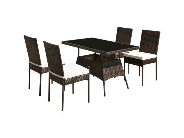 Click here for SlickBlue 5 Pieces Rattan Dining Set Glass Table H... prices