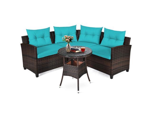 Click here for SlickBlue 4 Pieces Outdoor Cushioned Rattan Furnit... prices