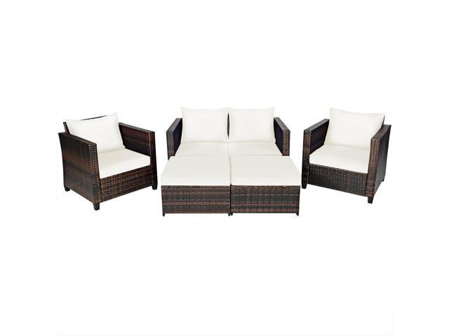 Click here for SlickBlue 5 Pieces Patio Cushioned Rattan Furnitur... prices