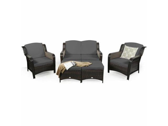 Click here for SlickBlue 5 Pieces Patio Rattan Sofa Set with Cush... prices