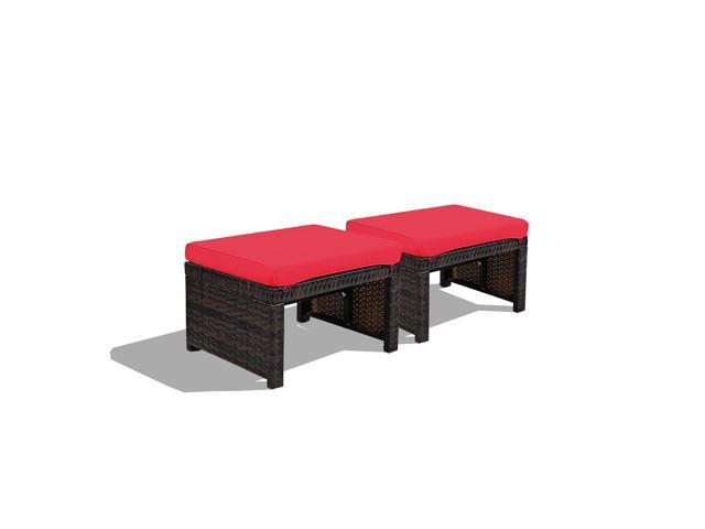 Click here for SlickBlue 2 Pieces Patio Rattan Ottomans with Soft... prices