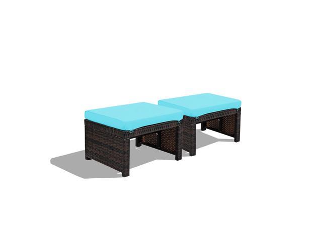 Click here for SlickBlue 2 Pieces Patio Rattan Ottomans with Soft... prices