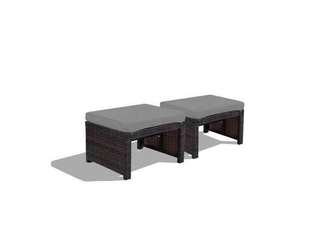 Click here for SlickBlue 2 Pieces Patio Rattan Ottomans with Soft... prices
