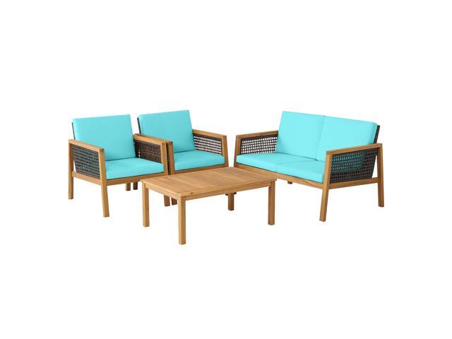 Click here for SlickBlue 4 Pieces Patio Rattan Furniture Set with... prices