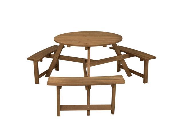 Click here for SlickBlue 6-person Round Wooden Picnic Table with... prices