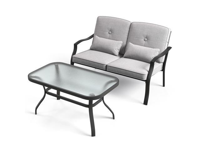 Click here for SlickBlue Outdoor Loveseat Chair Set with Tempered... prices