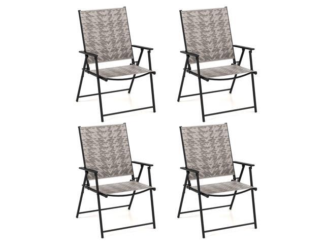 Click here for SlickBlue Set of 4 Patio Folding Chairs with Armre... prices