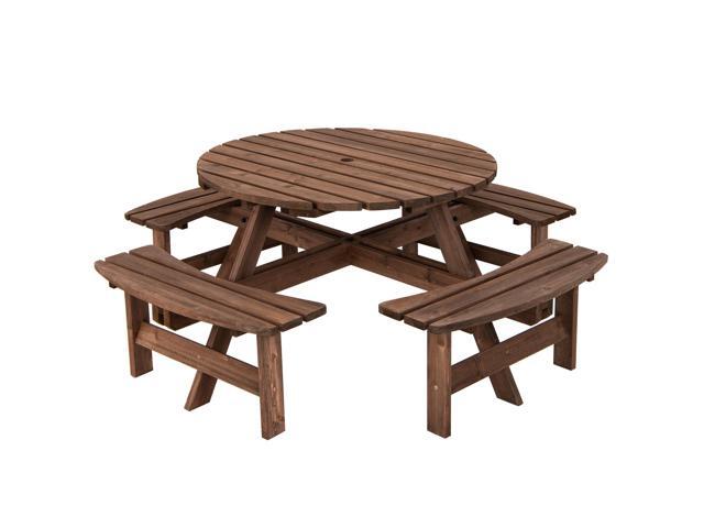 Click here for SlickBlue Patio 8 Seat Wood Picnic Dining Seat Ben... prices
