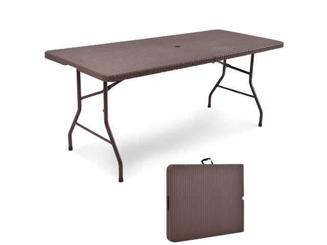 Click here for SlickBlue 6 Feet Folding Portable Rattan Table wit... prices