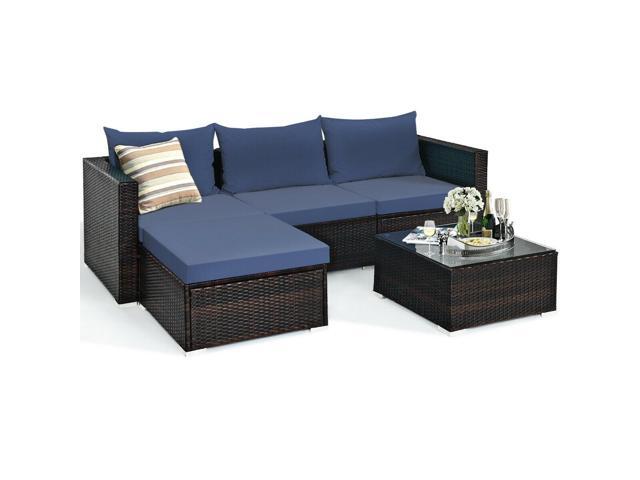 Click here for SlickBlue 5 Pieces Patio Rattan Sectional Furnitur... prices