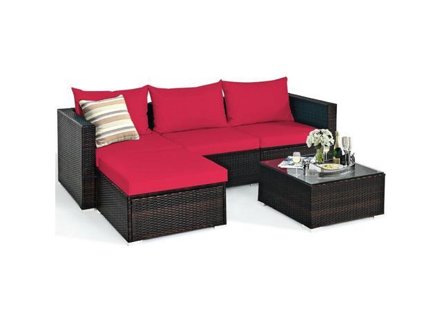 Click here for SlickBlue 5 Pieces Patio Rattan Sectional Furnitur... prices