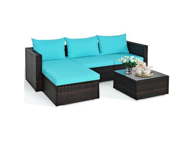 Click here for SlickBlue 5 Pieces Patio Rattan Sectional Furnitur... prices