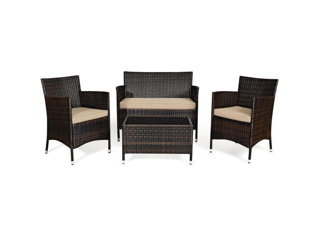 Click here for SlickBlue 4 Pieces Comfortable Outdoor Rattan Sofa... prices