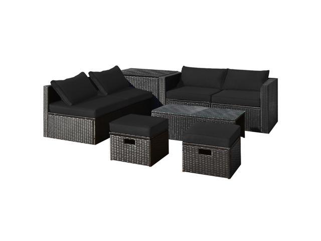 Click here for SlickBlue 8 Pieces Patio Rattan Storage Table Furn... prices