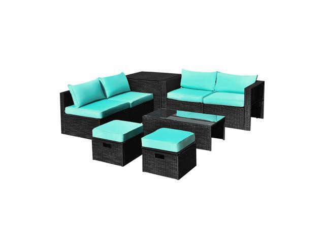 Click here for SlickBlue 8 Pieces Patio Rattan Storage Table Furn... prices