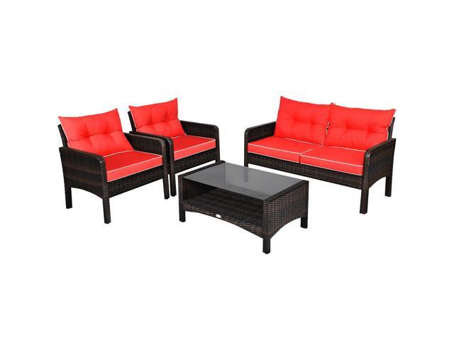 Click here for SlickBlue 4 Pieces Outdoor Rattan Wicker Loveseat... prices