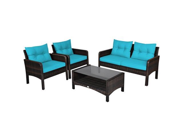 Click here for SlickBlue 4 Pieces Outdoor Rattan Wicker Loveseat... prices