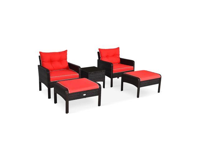 Click here for SlickBlue 5 Pieces Patio Rattan Sofa Ottoman Furni... prices