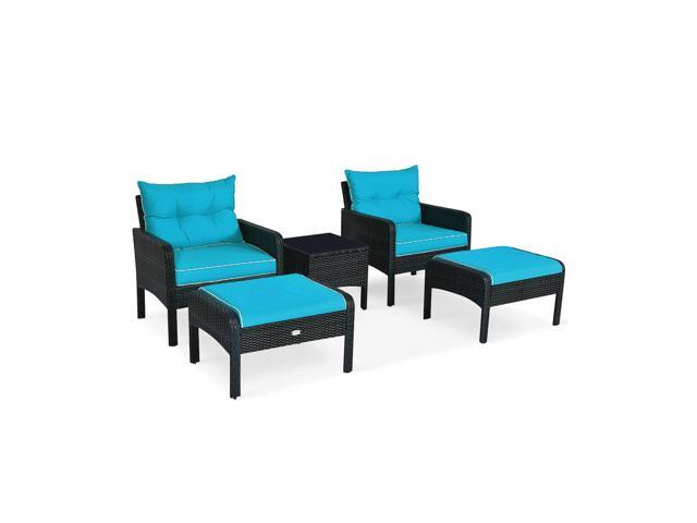 Click here for SlickBlue 5 Pieces Patio Rattan Sofa Ottoman Furni... prices