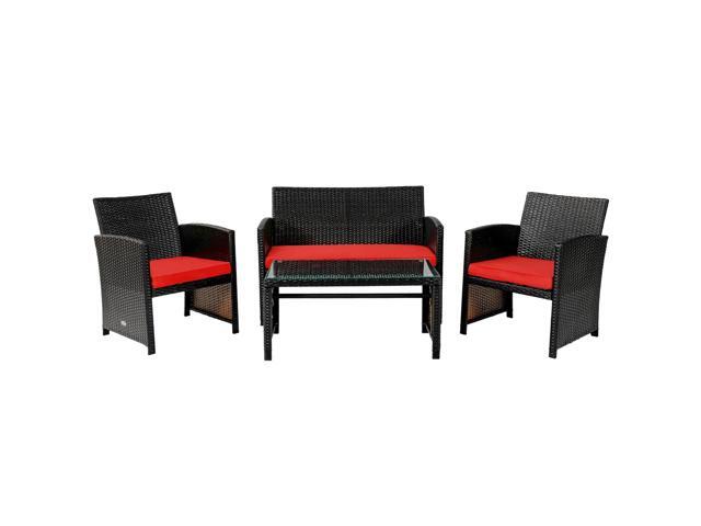 Click here for SlickBlue 4Pcs Patio Rattan Cushioned Furniture Se... prices