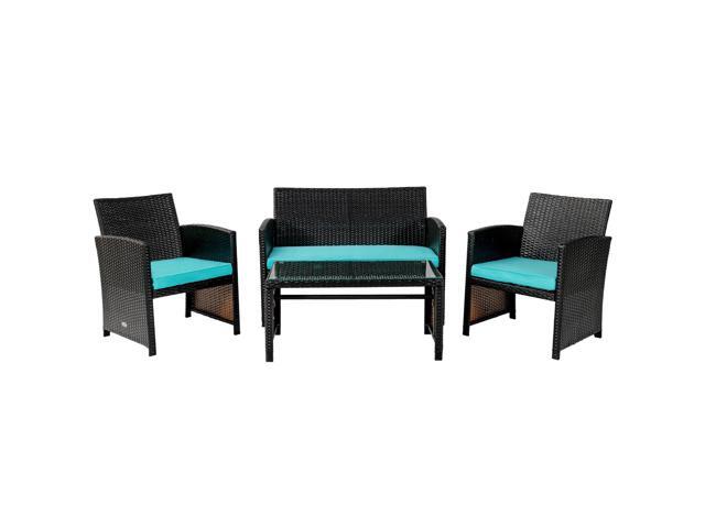 Click here for SlickBlue 4Pcs Patio Rattan Cushioned Furniture Se... prices