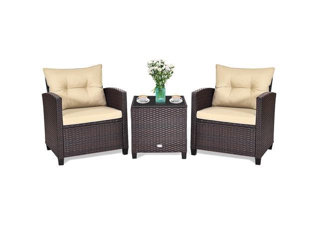 Click here for SlickBlue 3 Pcs Patio Rattan Furniture Set Cushion... prices