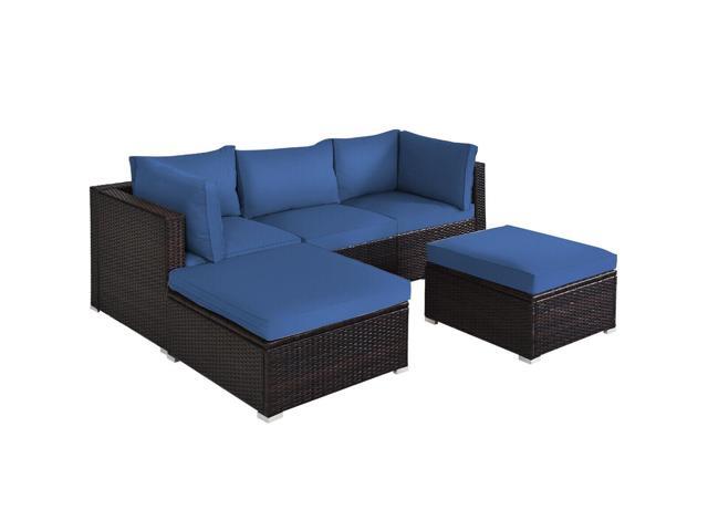 Click here for SlickBlue 5 Pieces Patio Sectional Rattan Furnitur... prices