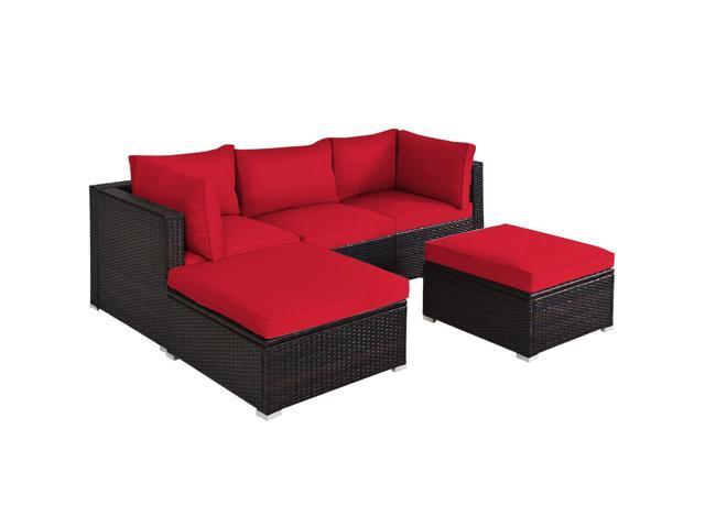 Click here for SlickBlue 5 Pieces Patio Sectional Rattan Furnitur... prices