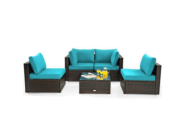 Click here for SlickBlue 5 Pieces Cushioned Patio Rattan Furnitur... prices