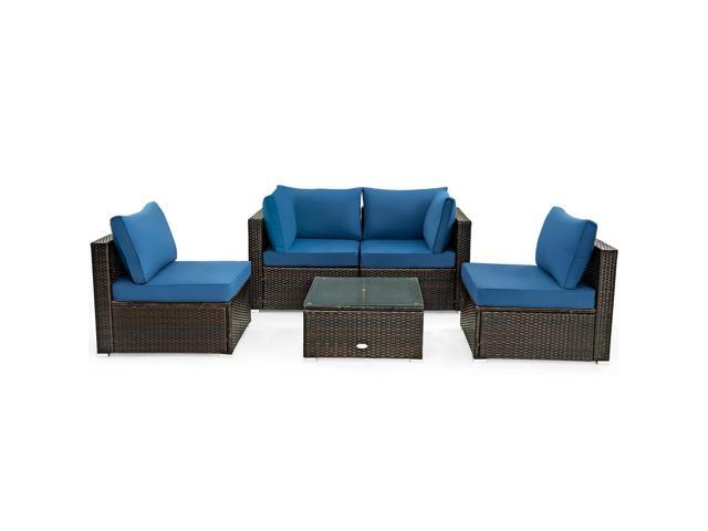 Click here for SlickBlue 5 Pieces Cushioned Patio Rattan Furnitur... prices