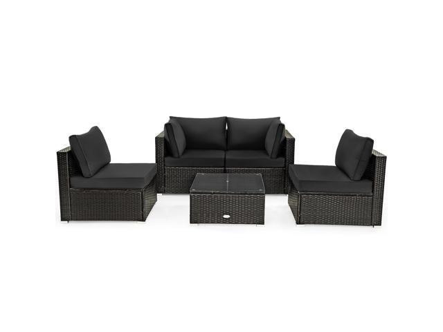 Click here for SlickBlue 5 Pieces Cushioned Patio Rattan Furnitur... prices