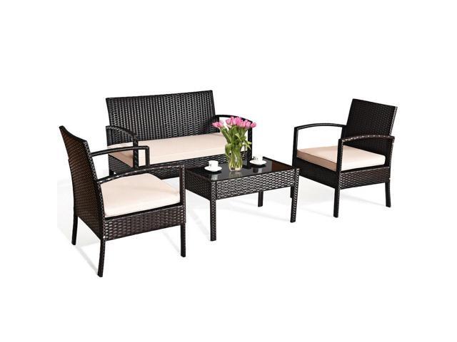 Click here for SlickBlue 4 Pieces Patio Ratten Conversation Set w... prices