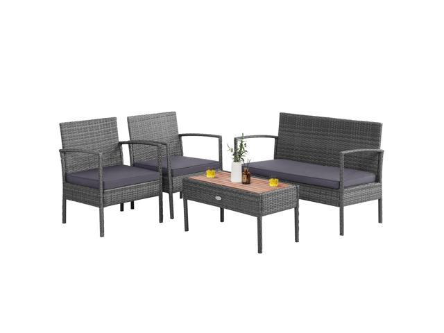 Click here for SlickBlue 4 Pieces Rattan Patio Conversation Furni... prices