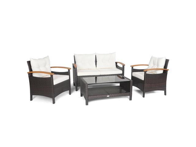Click here for SlickBlue 4 Pieces Patio Rattan Furniture Set with... prices