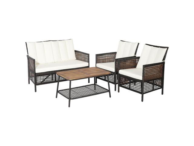 Click here for SlickBlue 4 Pieces Patio Rattan Furniture Set with... prices