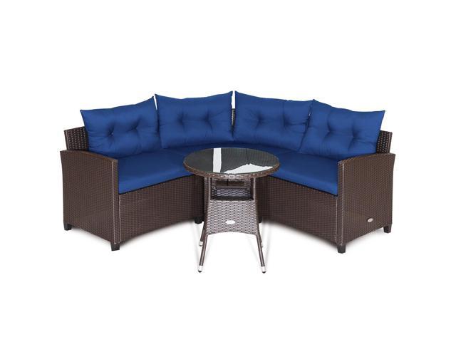 Click here for SlickBlue 4 Pieces Patio Rattan Furniture Set Cush... prices