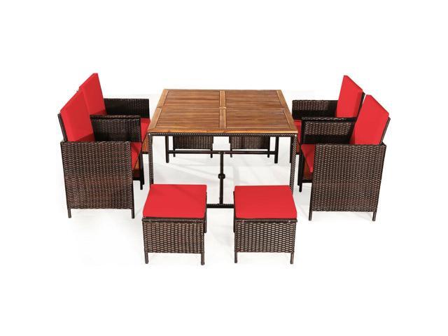 Click here for SlickBlue 9 Pieces Patio Rattan Dining Cushioned C... prices