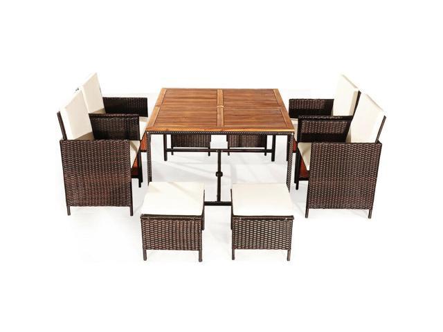 Click here for SlickBlue 9 Pieces Patio Rattan Dining Cushioned C... prices