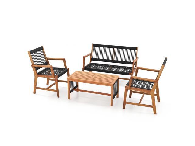 Click here for SlickBlue 4 Pieces Acacia Wood Patio Conversation... prices