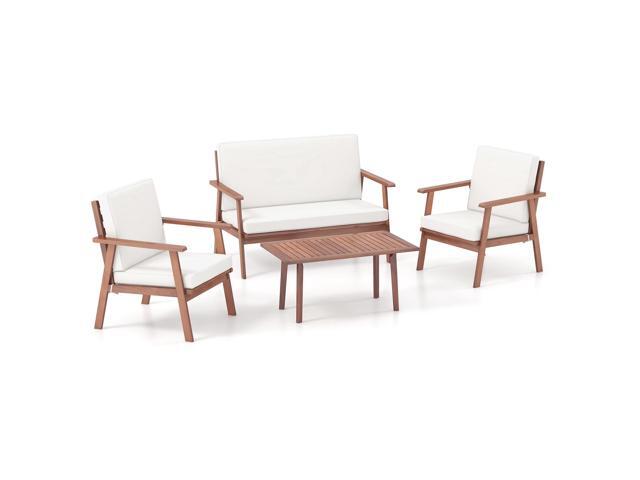 Click here for SlickBlue 4 Piece Outdoor Acacia Wood Conversation... prices