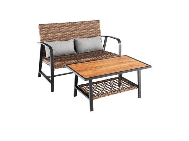Click here for SlickBlue 2 Pieces Patio Rattan Coffee Table Set w... prices