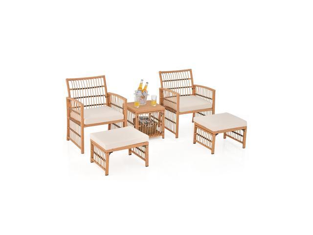 Click here for SlickBlue 5 Piece Patio Wicker Sofa Set with Seat... prices